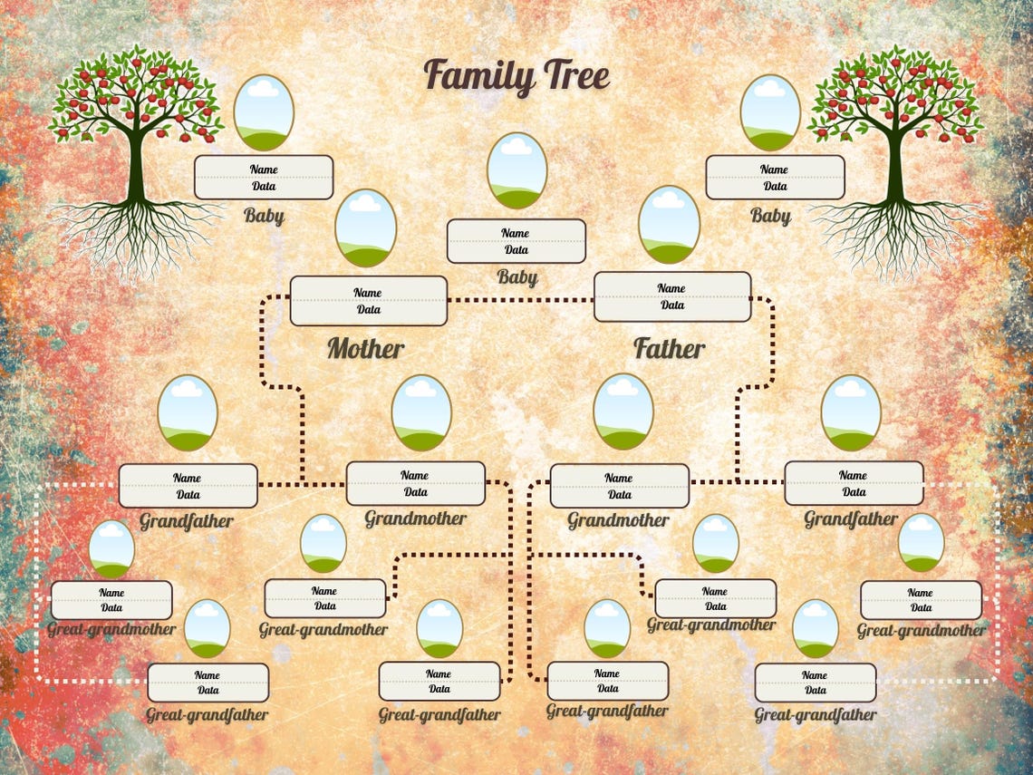 Family Tree Chart, Family Tree Template 4 Generation, Family Tree ...