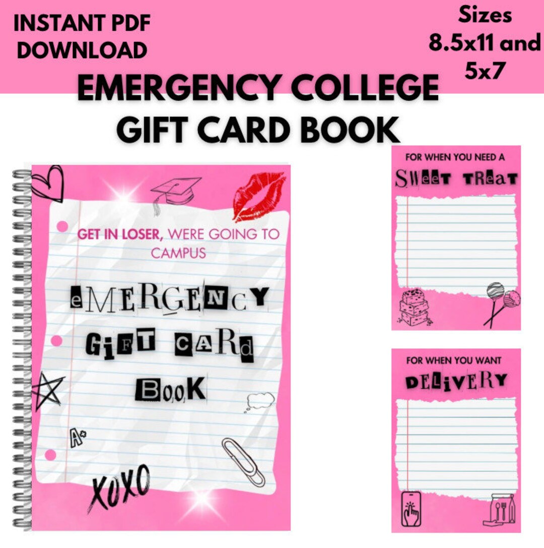 College Gift Card Book, Printable Gift Card Book, First Year of College ...