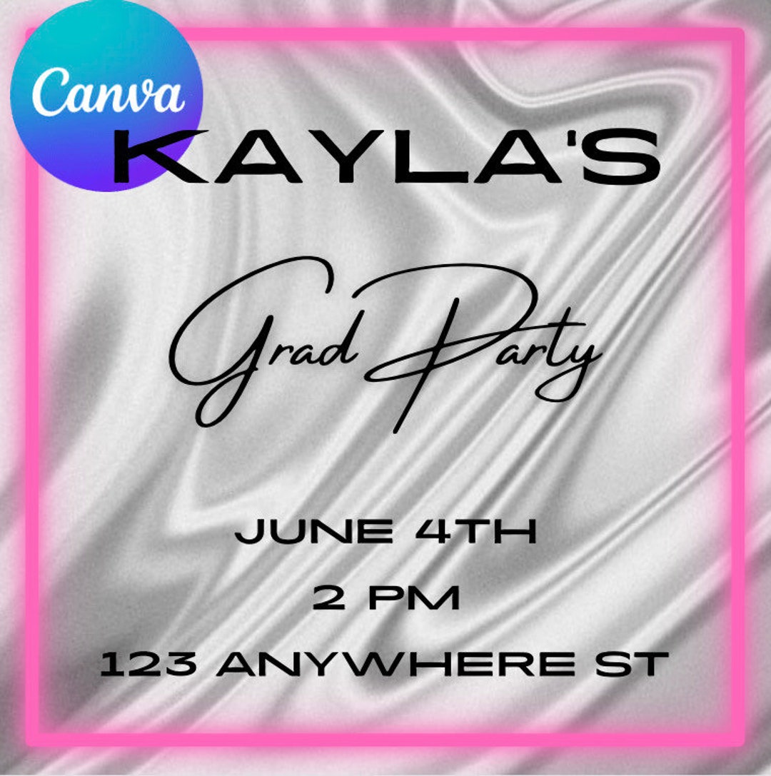 Pink Chrome Graduation Invitation Digital Invitation Flyer Customizable ...