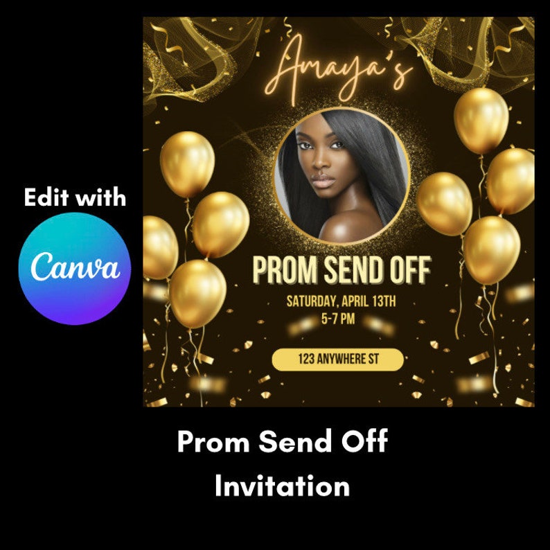 Gold Prom Send off Flyer Digital Prom Flyer Customizable Prom Flyer ...