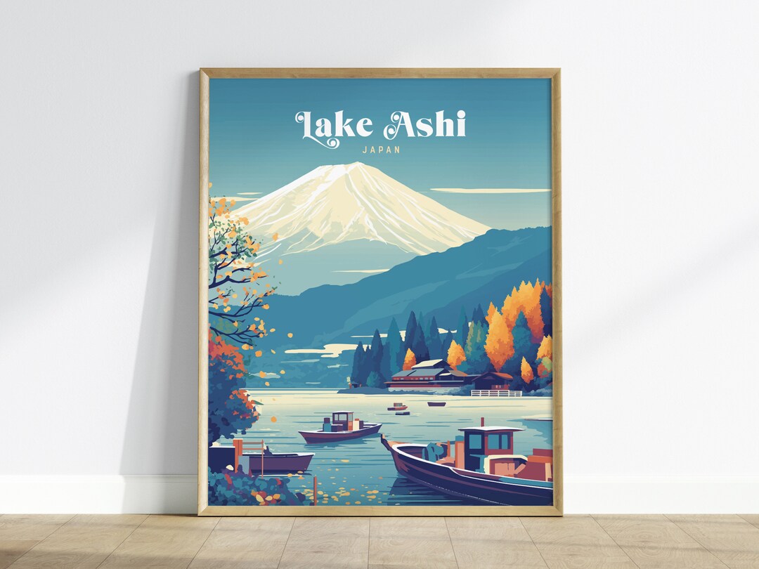 Lake Ashi & Mount Fuji Japanese Travel Poster - Etsy