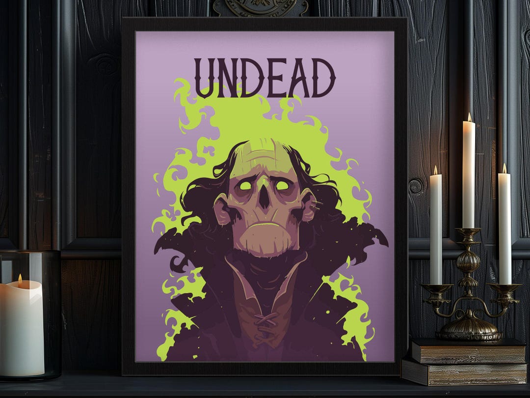 Undead Warlock Portrait: Dark Fantasy Gamer Room Decor - Etsy