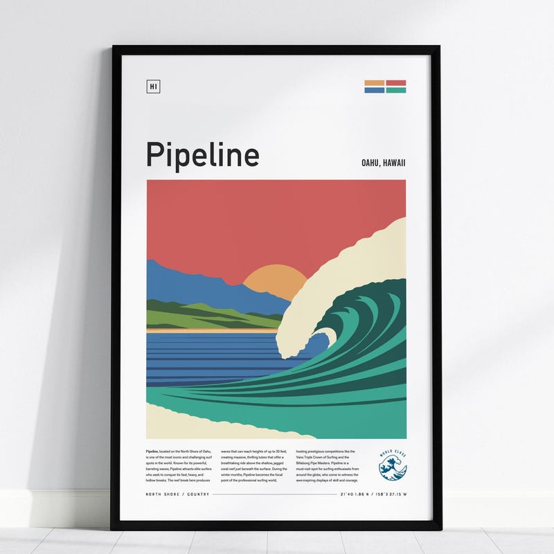 Pipeline Surfing Poster - Etsy