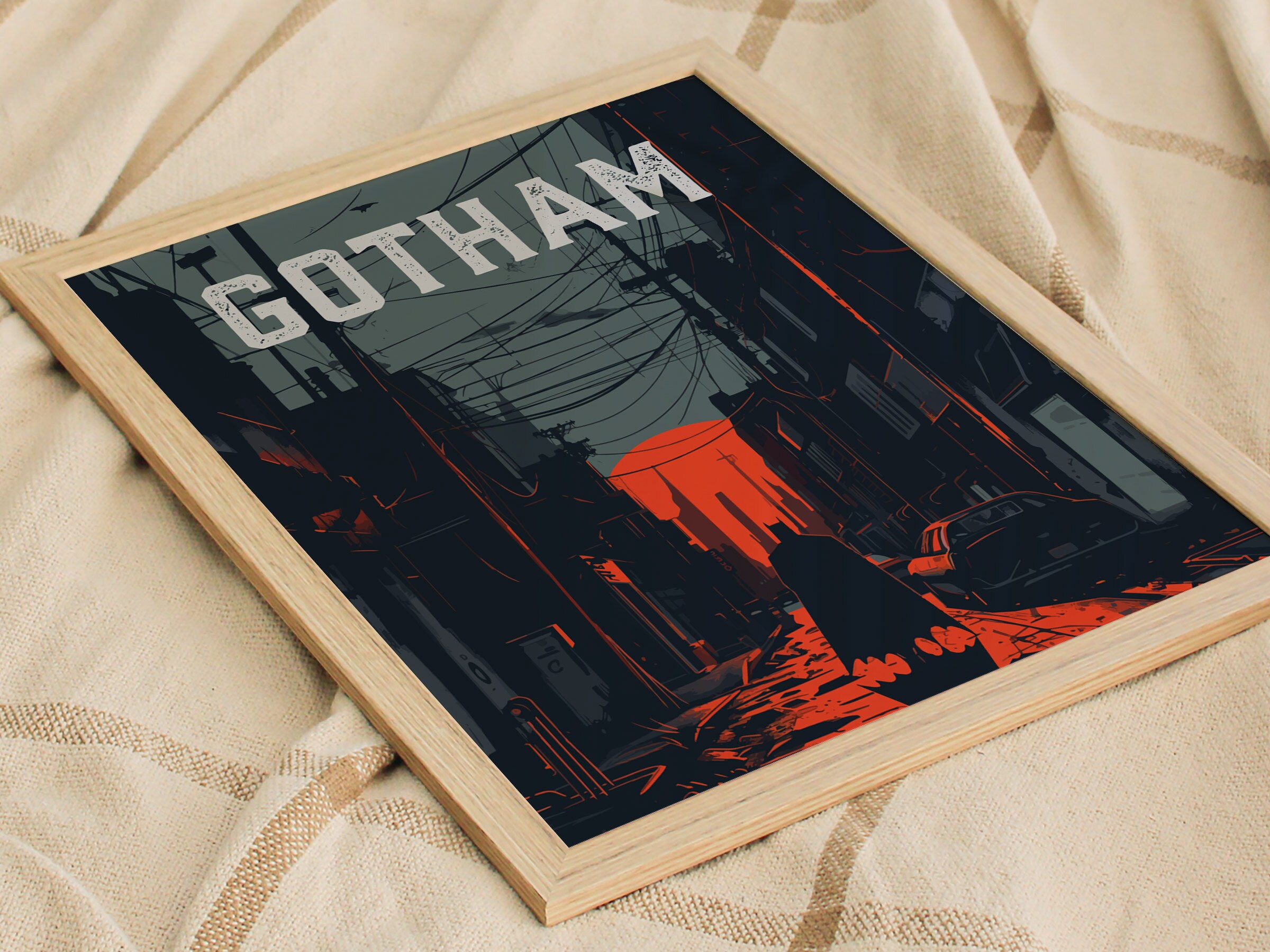 Gotham City Framed Wall Art Batman Fan Film Noir Poster Design DC ...