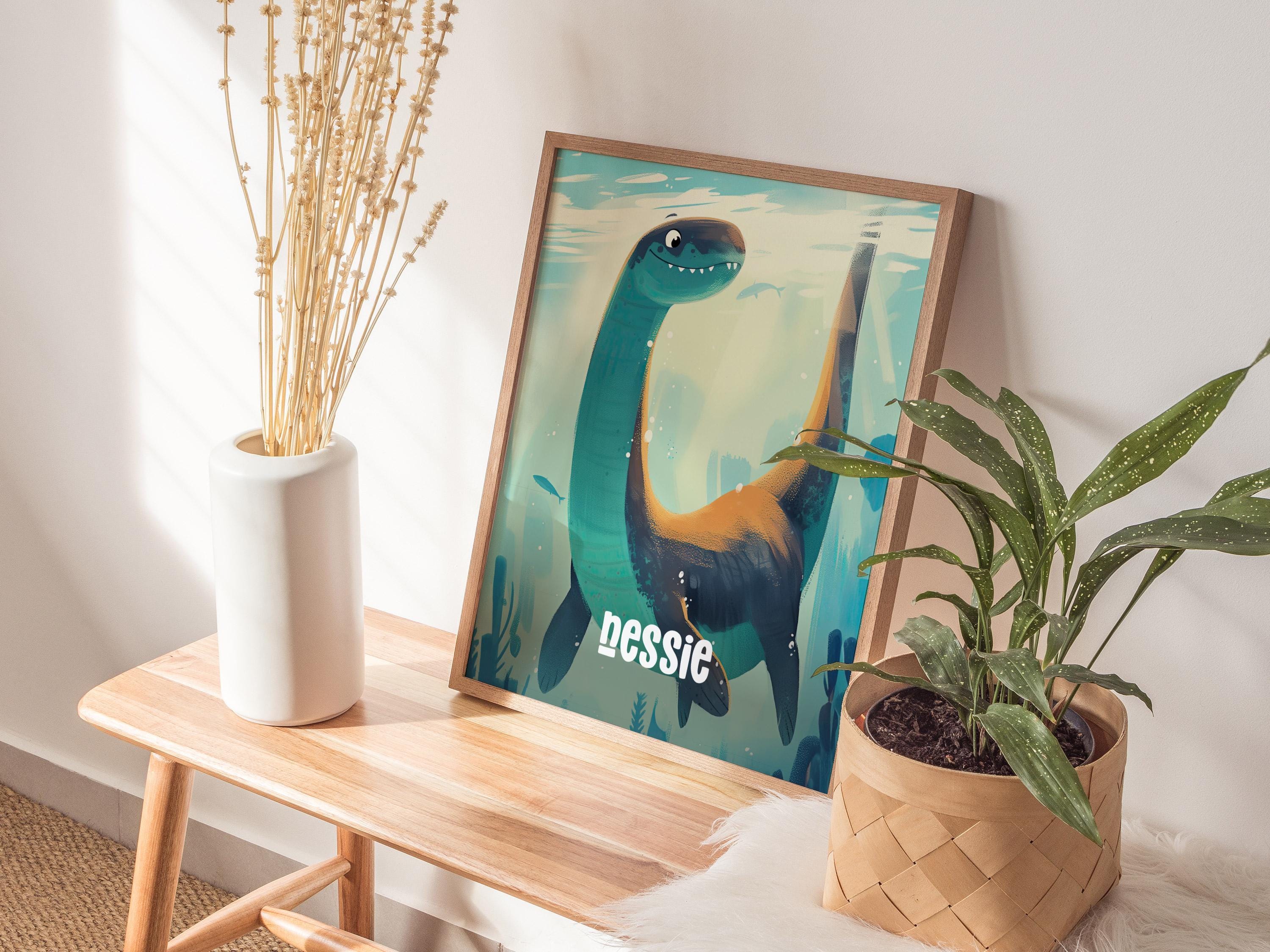 Nessie - Cute Cryptids Series Loch Ness Monster Kids Room Framed Poster ...