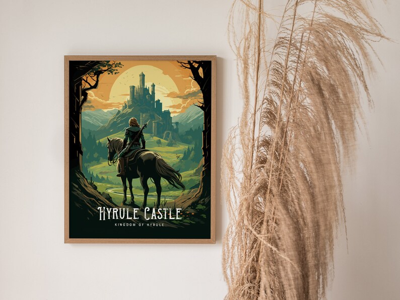 Zelda Hyrule Castle Framed Wall Art Epona Field Poster Design, Link ...