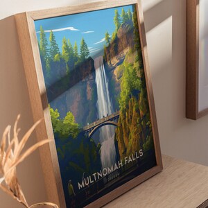 Multnomah Falls Oregon Poster: Pacific Northwest Landscape Art, Framed ...