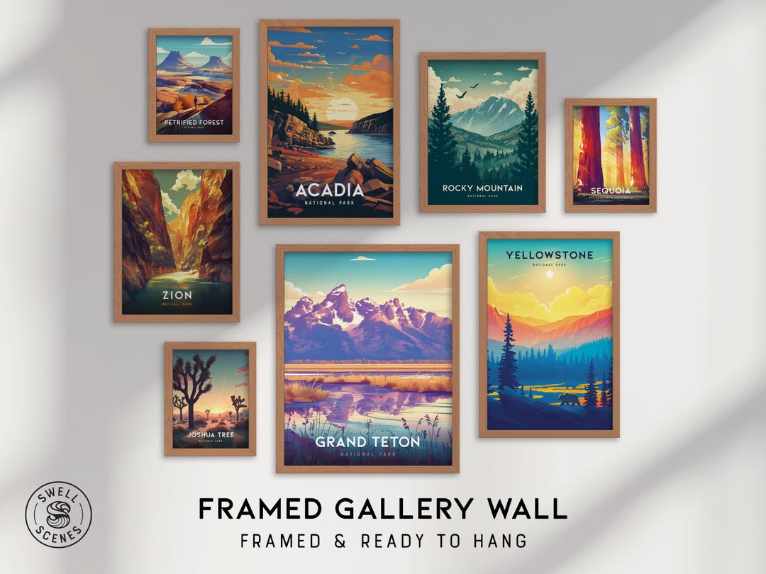 National Parks Gallery Wall FRAMED or UNFRAMED Choose 8 Iconic Nature ...