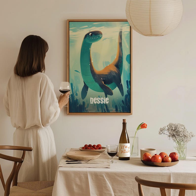 Nessie - Cute Cryptids Series Loch Ness Monster Kids Room Framed Poster ...