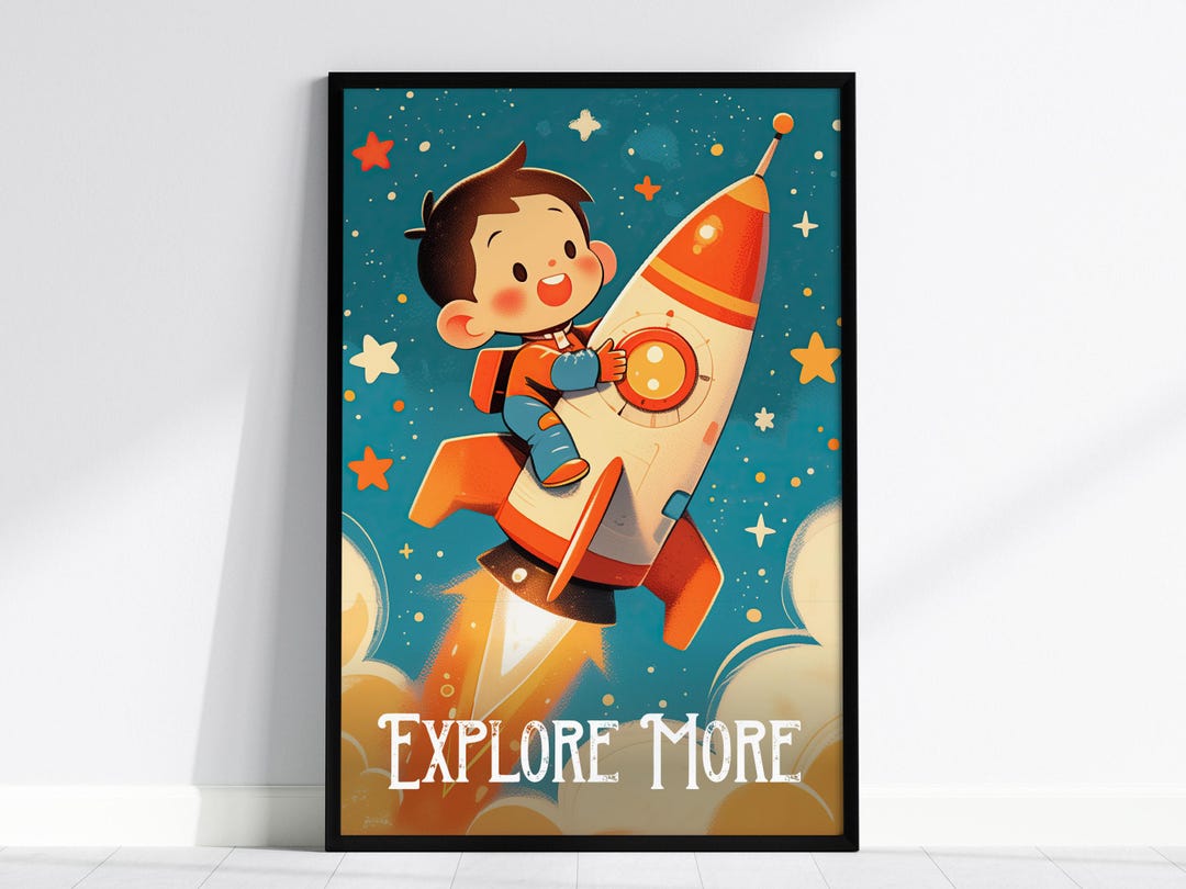 Explore More Astronaut Outer Space Theme Rocket Series Kids Room Framed ...