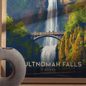 Multnomah Falls Oregon Poster: Pacific Northwest Landscape Art, Framed ...