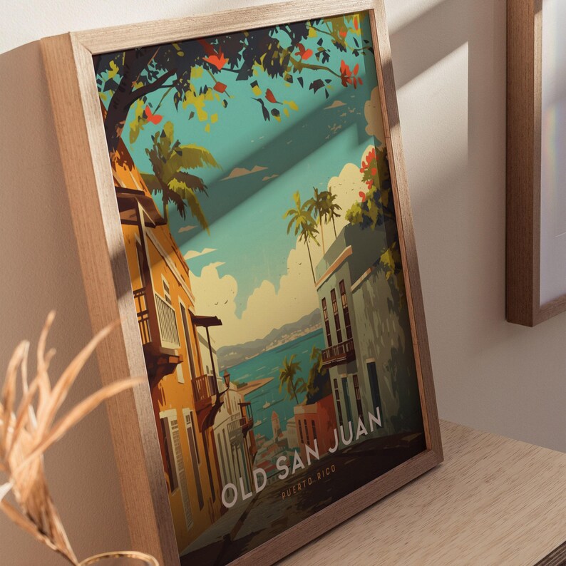 Old San Juan Poster: Puerto Rico Travel Art, Caribbean Decor, Framed or ...