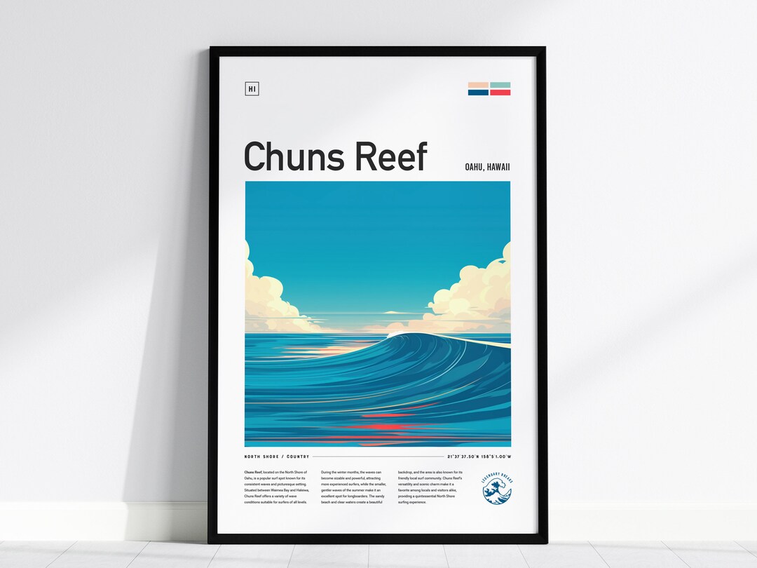 Chuns Reef Surf Spot Framed Poster, North Shore Wall Art, Hawaii Surf ...