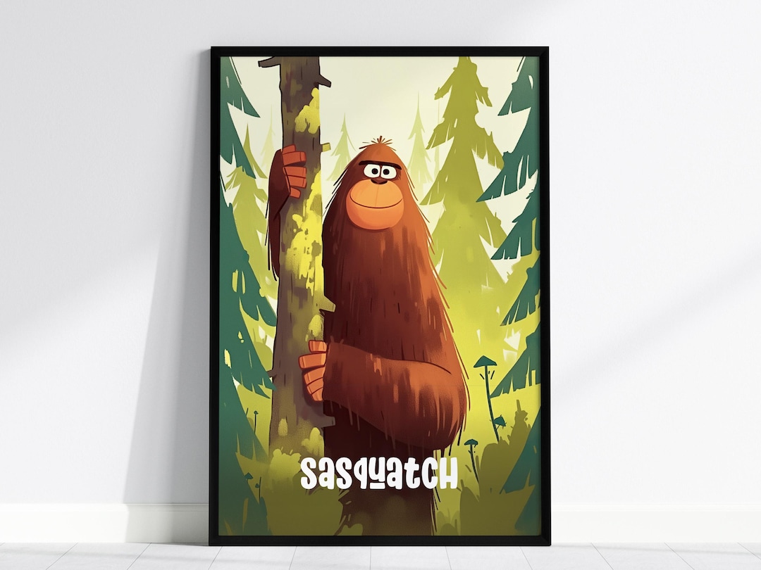 Sasquatch - Cute Cryptids Series Bigfoot Kids Room Framed Poster Art ...
