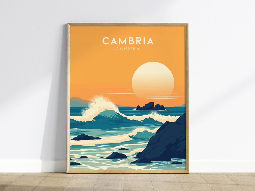 Cambria California Wall Art Poster – Coastal Sunset Wall Art Print ...