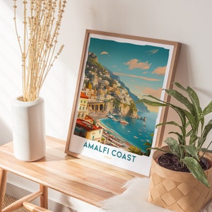 Amalfi Coast Travel Print, Amalfi Wall Art Italy Travel Poster Print ...