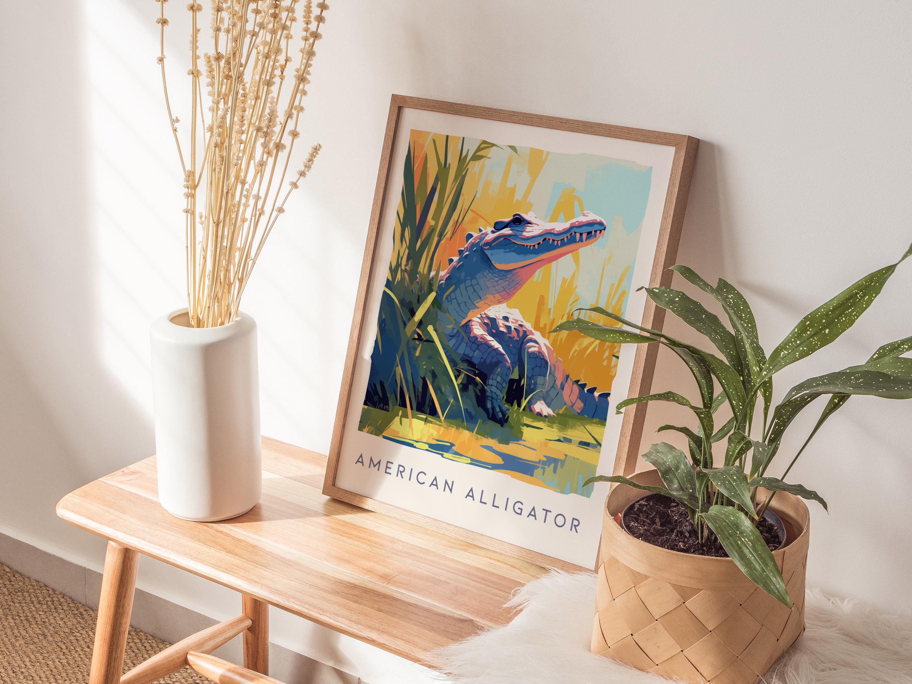 American Alligator Art Print: Florida Wildlife, Modern Nature Wall ...