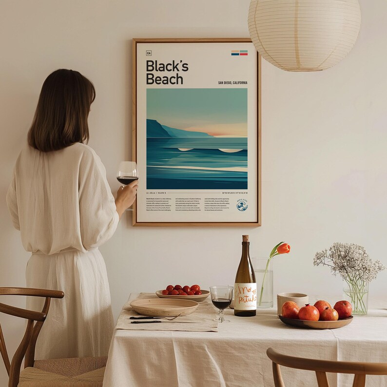 Black's Beach Surf Poster: San Diego Art Print, Available Framed or ...
