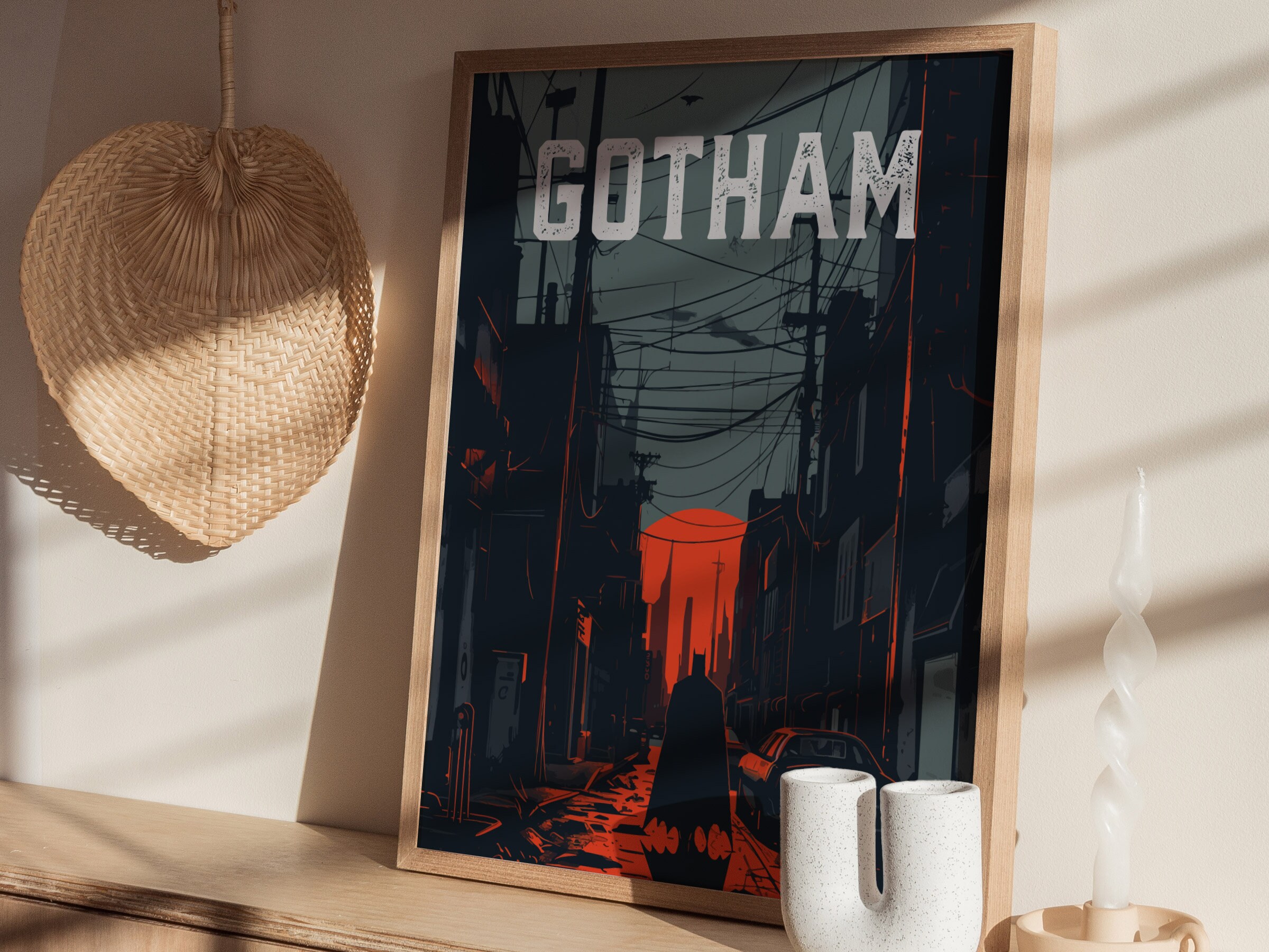 Gotham City Framed Wall Art Batman Fan Film Noir Poster Design DC ...