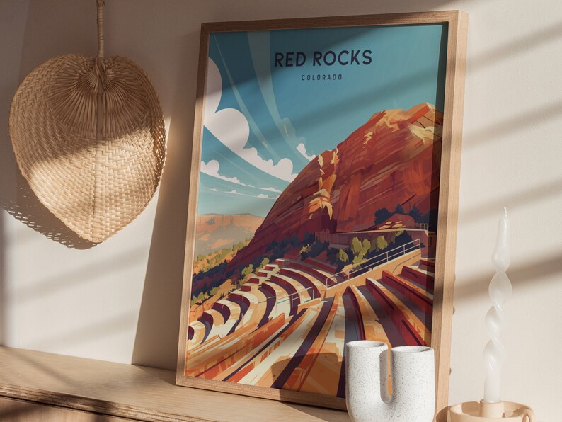 Red Rocks Amphitheatre Colorado Poster, Concert Venue Wall Art, Framed ...