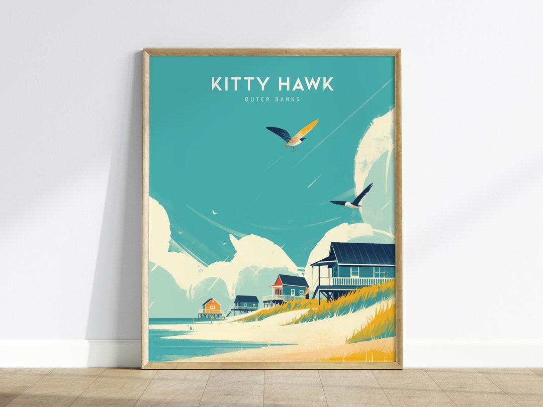 Kitty Hawk Outer Banks Framed Travel Poster, Kitty Hawk Beach Wall Art ...