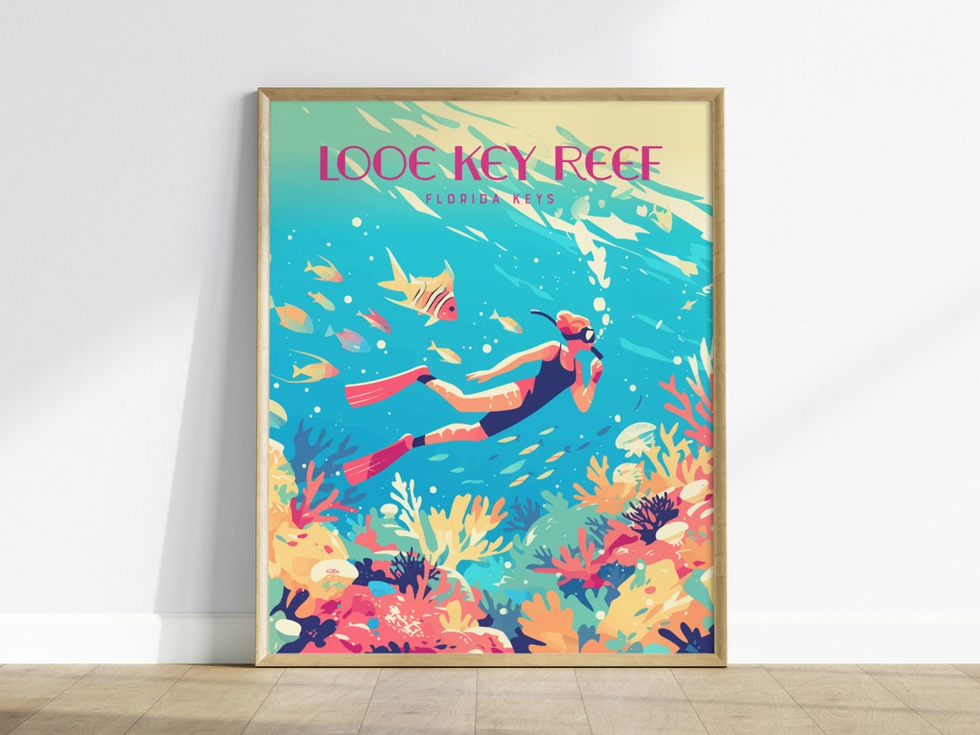 Looe Key Coral Reef, Florida Keys Framed Wall Art - Snorkel Dive Diving ...