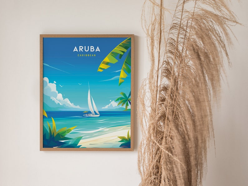 Aruba Travel Poster, Aruba Caribbean Poster Print, Aruba Caribbean ...