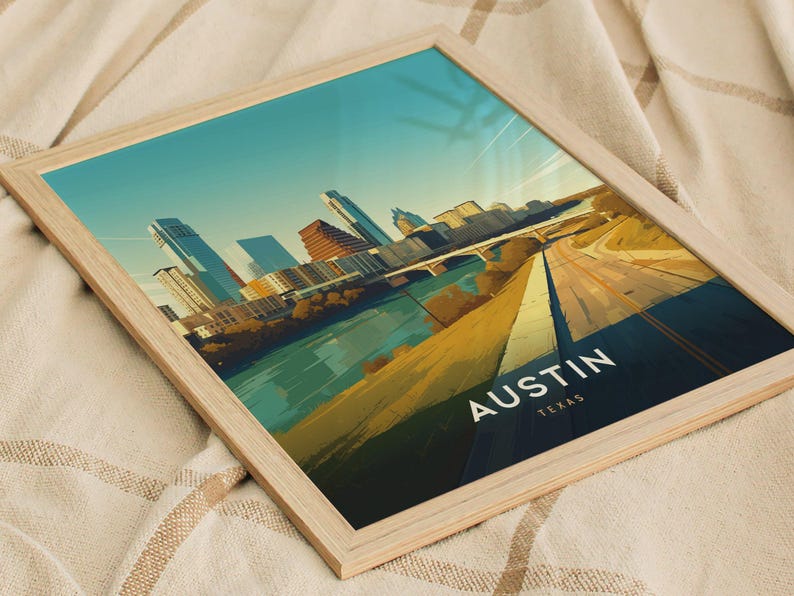 Austin Texas Skyline Art Print: Modern Cityscape Poster - Etsy