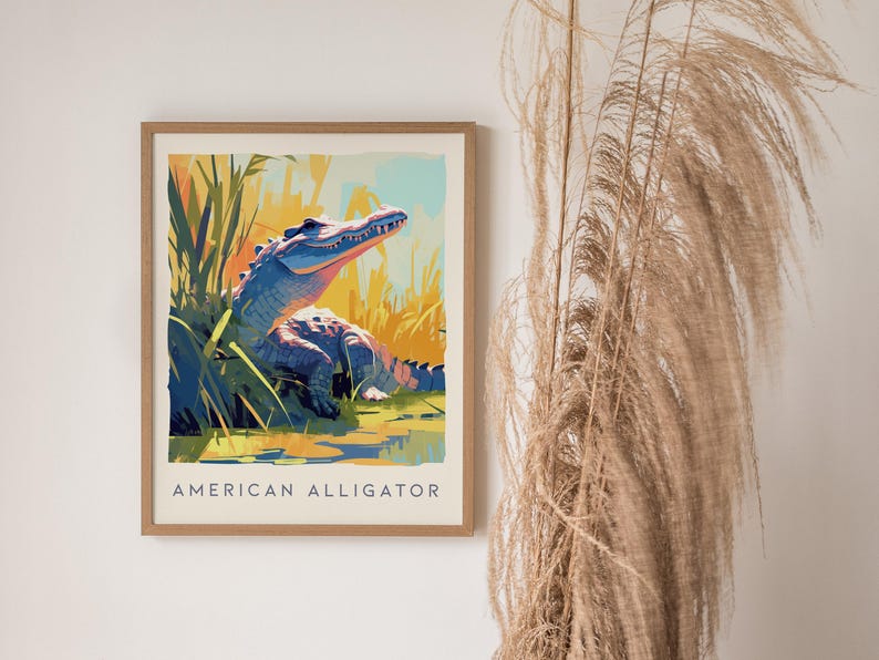 American Alligator Art Print: Florida Wildlife, Modern Nature Wall ...