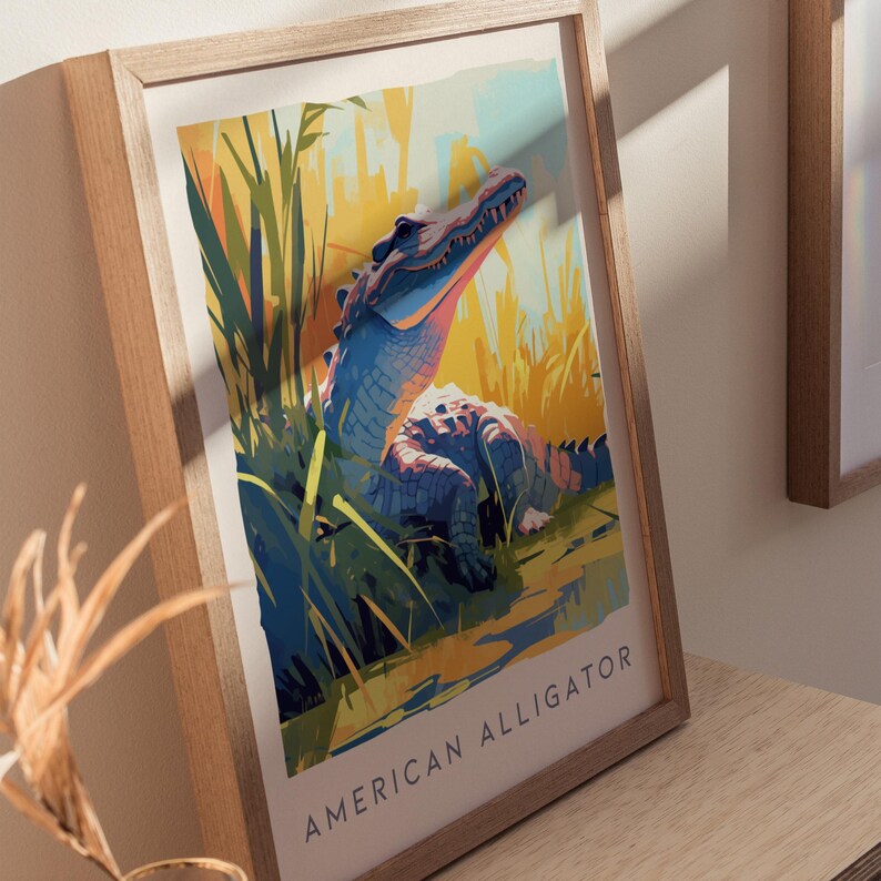 American Alligator Art Print: Florida Wildlife, Modern Nature Wall ...