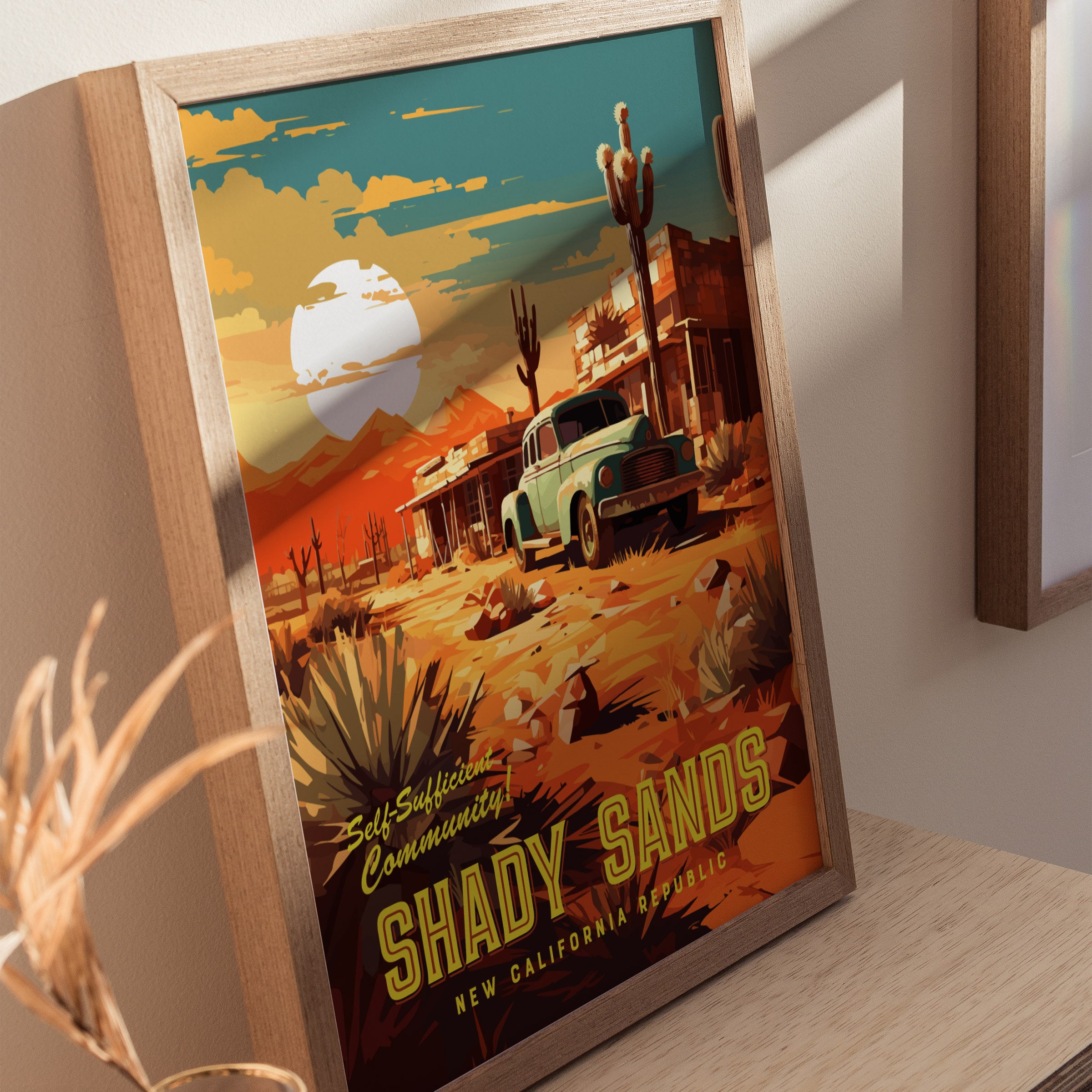 Fallout Game Shady Sands Framed Wall Art Apocalyptic Gamer Fan Poster ...