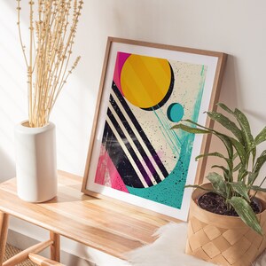 1980s Style Vintage Abstract Shapes 01, Contemporary Art Framed Poster ...