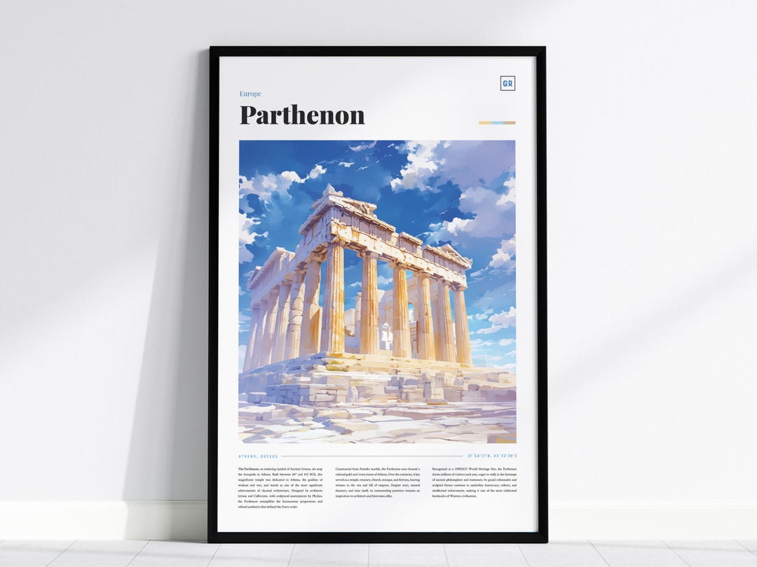 Parthenon, Athens Greece Poster – Ancient Greek Temple Wall Art ...