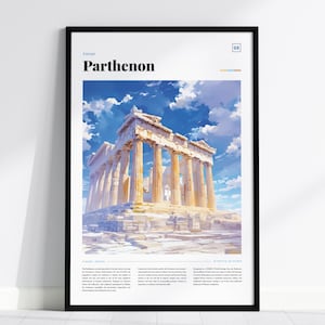 Parthenon, Athens Greece Poster – Ancient Greek Temple Wall Art ...