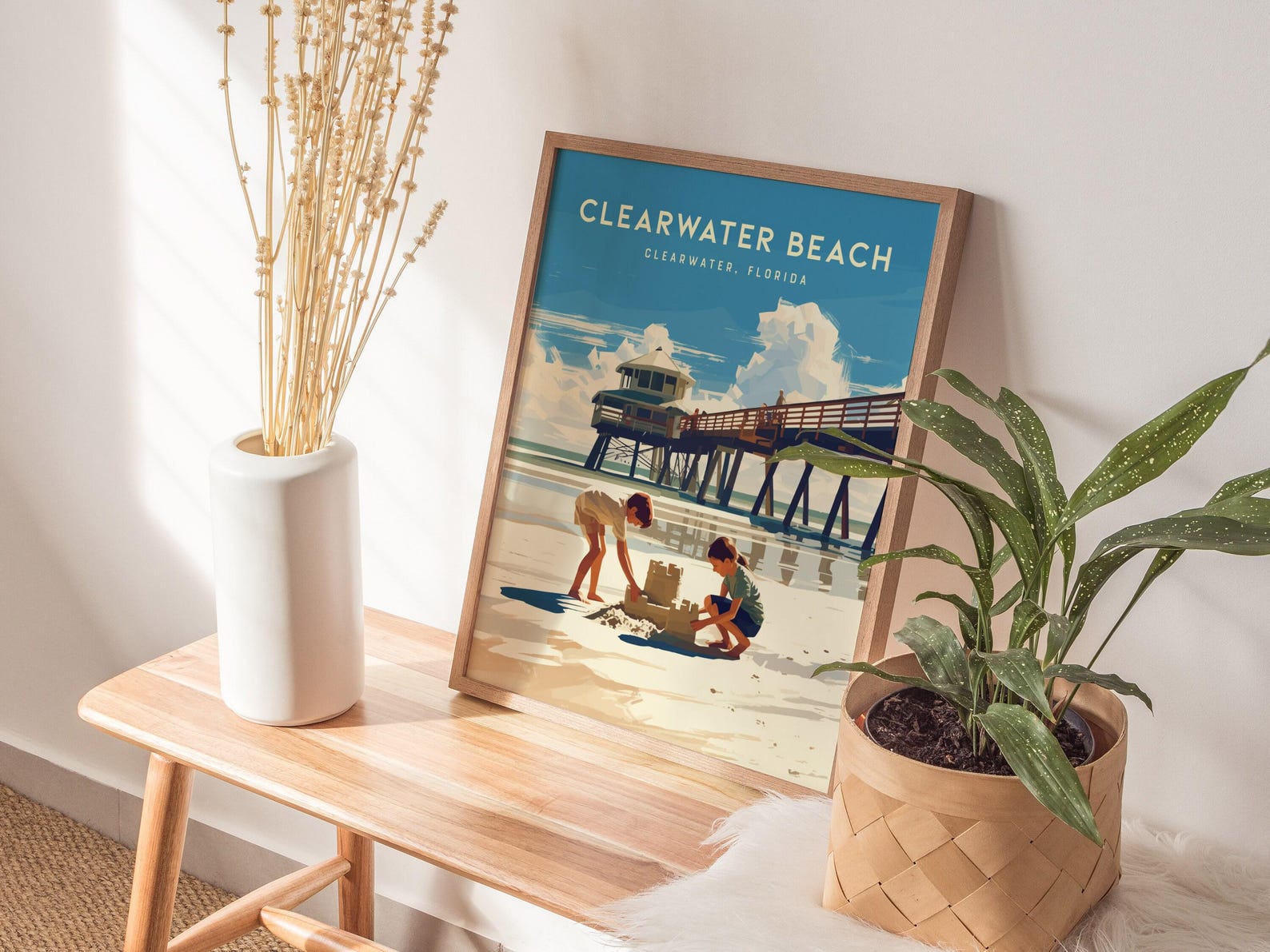 Clearwater Beach Florida Print: Sandcastle Pier Coastal Art, Framed or ...