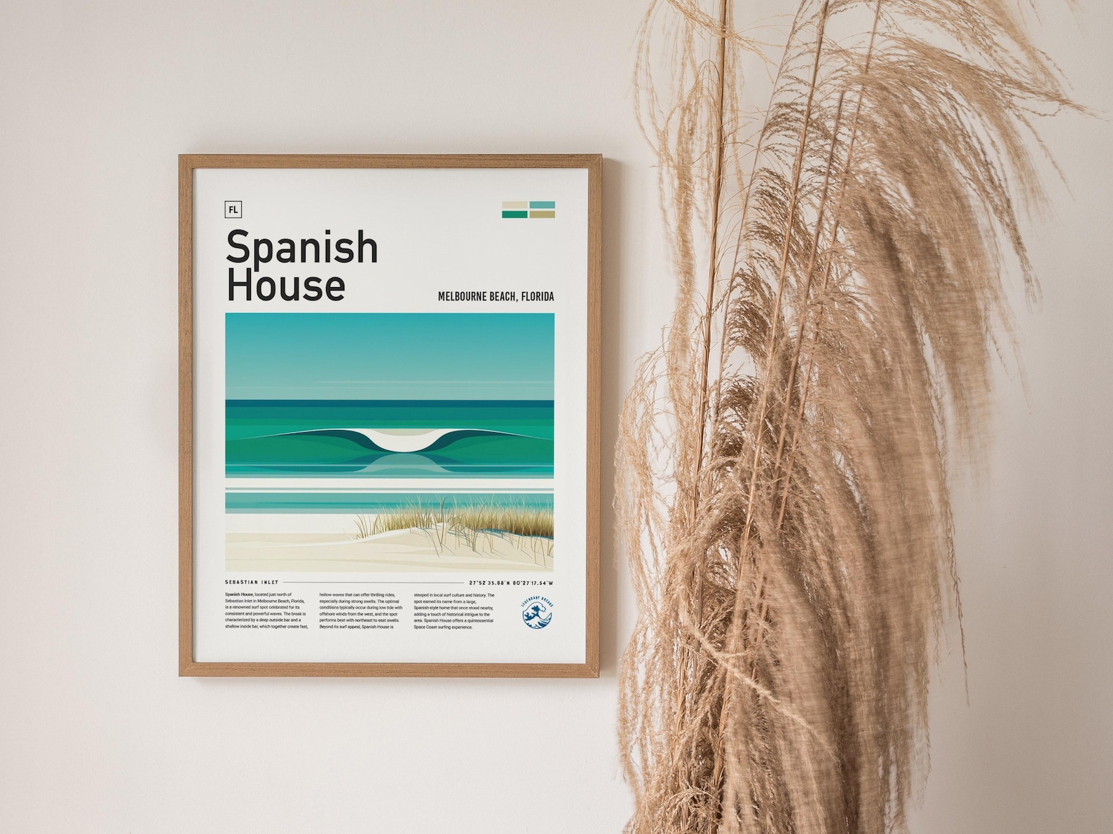 Spanish House Surf Spot Poster: Melbourne Beach, Florida Travel Print ...