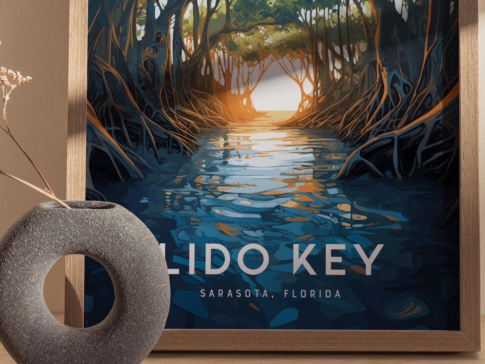 Lido Key Mangrove Print: Sarasota Florida Travel Poster, Framed or ...