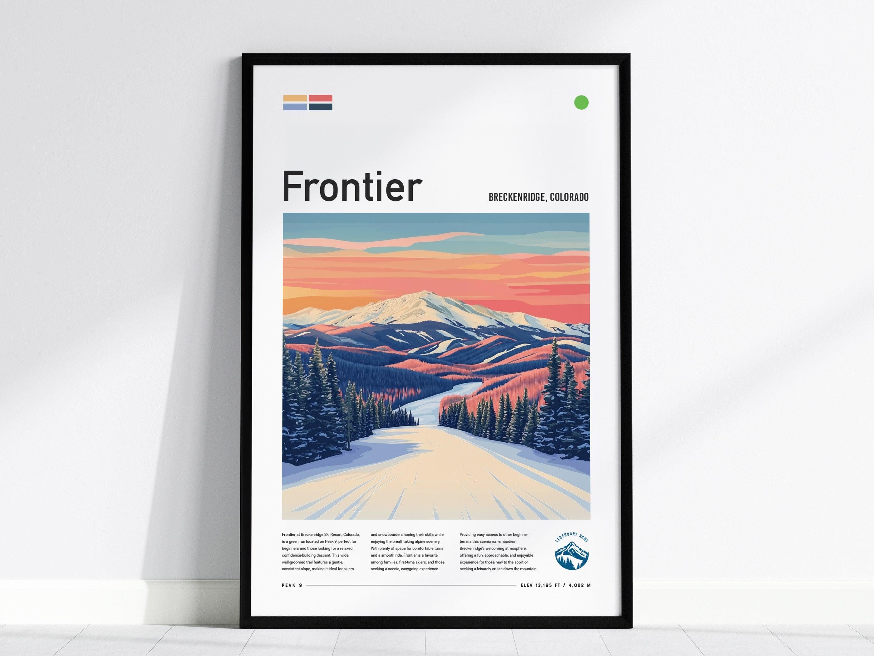 Breckenridge Ski Print: Frontier Sunset Run, Colorado Resort Art - Etsy