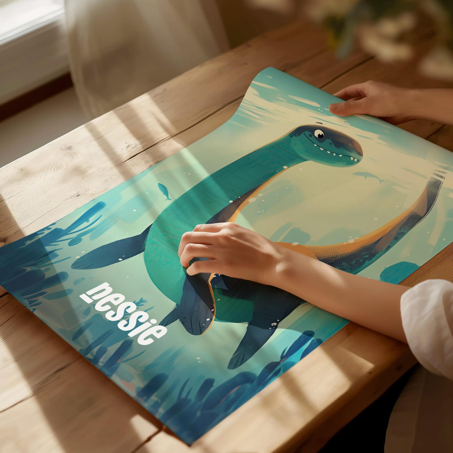 Nessie - Cute Cryptids Series Loch Ness Monster Kids Room Framed Poster ...