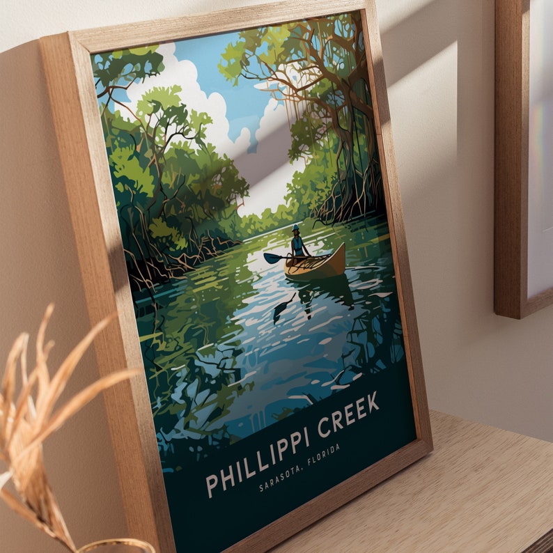 Phillippi Creek Kayaker Framed Wall Art Sarasota Kayak Poster Design ...