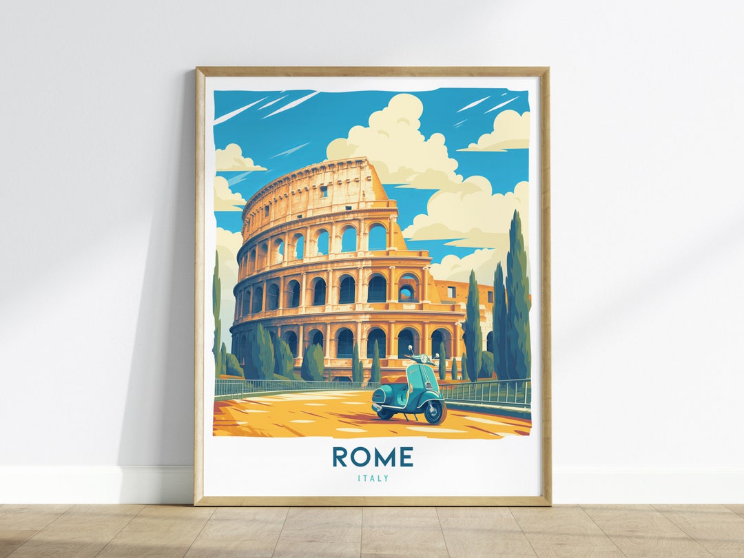 Rome Italy Travel Poster Wall Art, Rome Colosseum Poster, Coliseum Rome ...