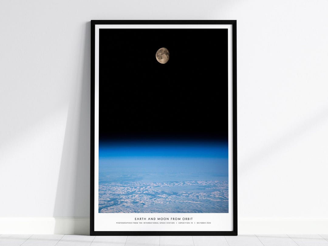 Earth and Moon NASA Photo Print: ISS Expedition 70 Space Art - Etsy