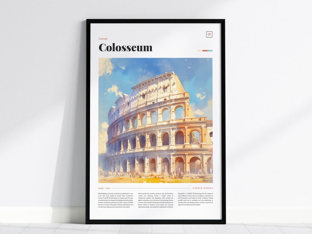 Colosseum Rome Poster: Ancient Roman Amphitheater Art Print - Etsy