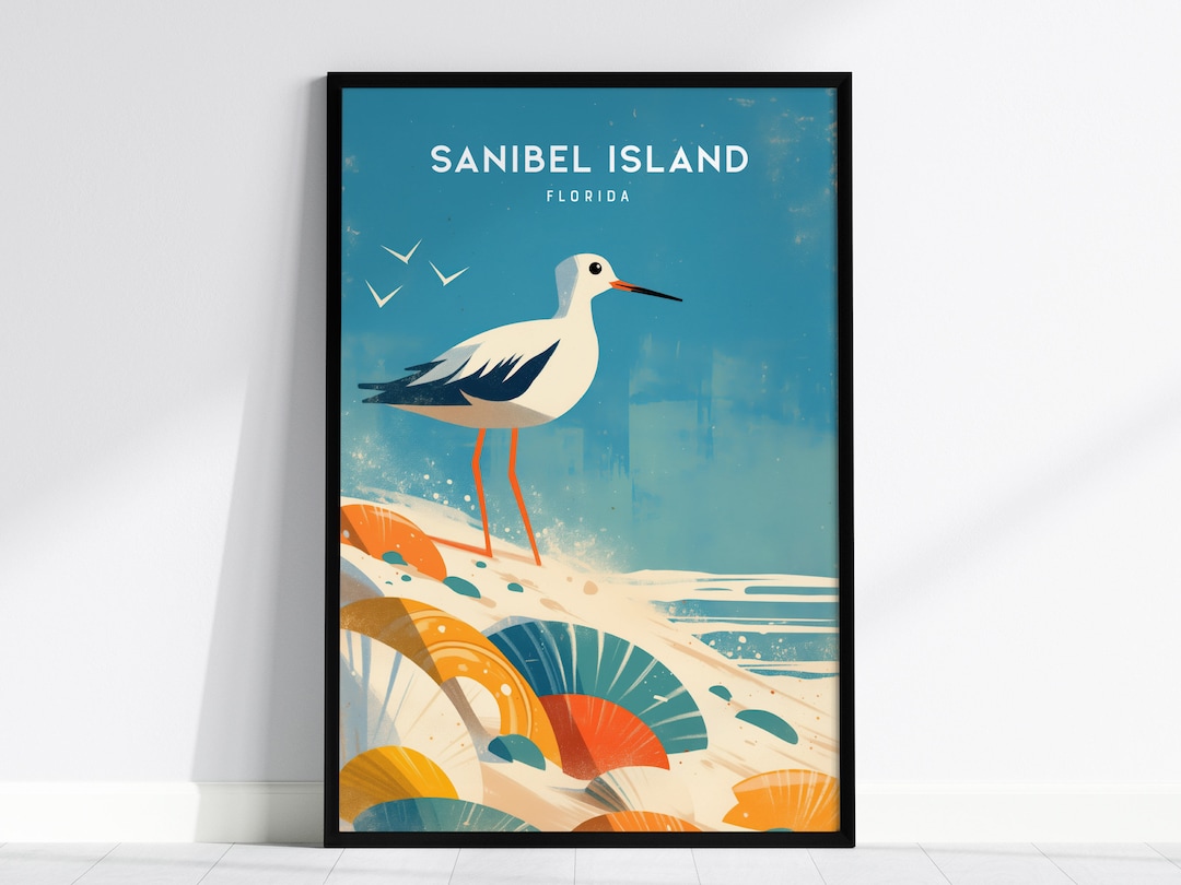 Sanibel Island, Florida Framed Wall Art - Sandpiper Gulf Coast Beach ...