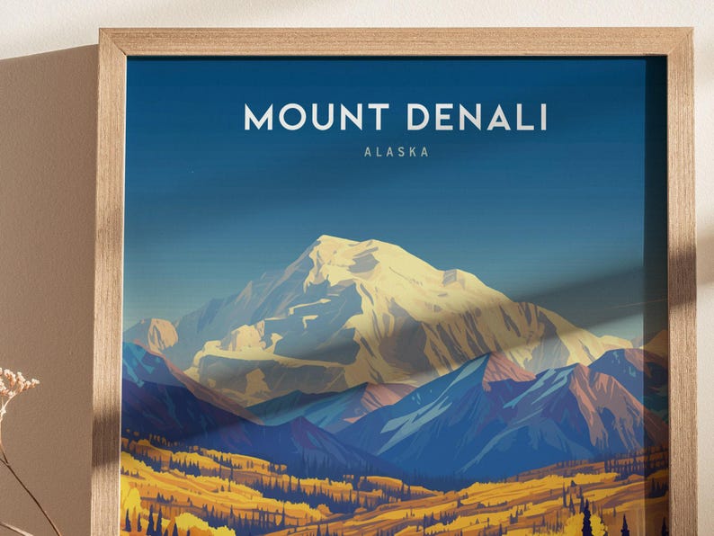 Mount Denali Poster: Alaska Mountain Art Print, Nature Decor - Etsy