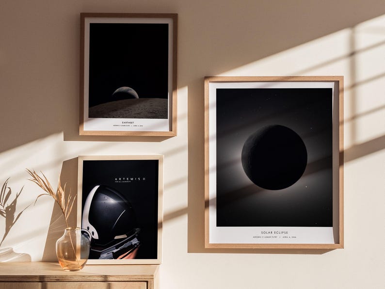 Solar Eclipse NASA Poster, Artemis II Moon Flyby, Dark Side Moon Print ...