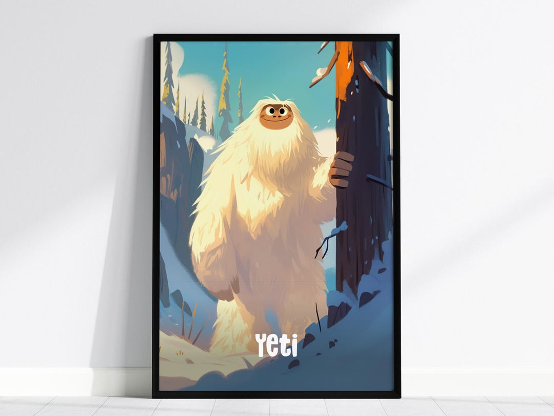 Yeti - Cute Cryptids Series Snowman Kids Room Framed Poster Art ...