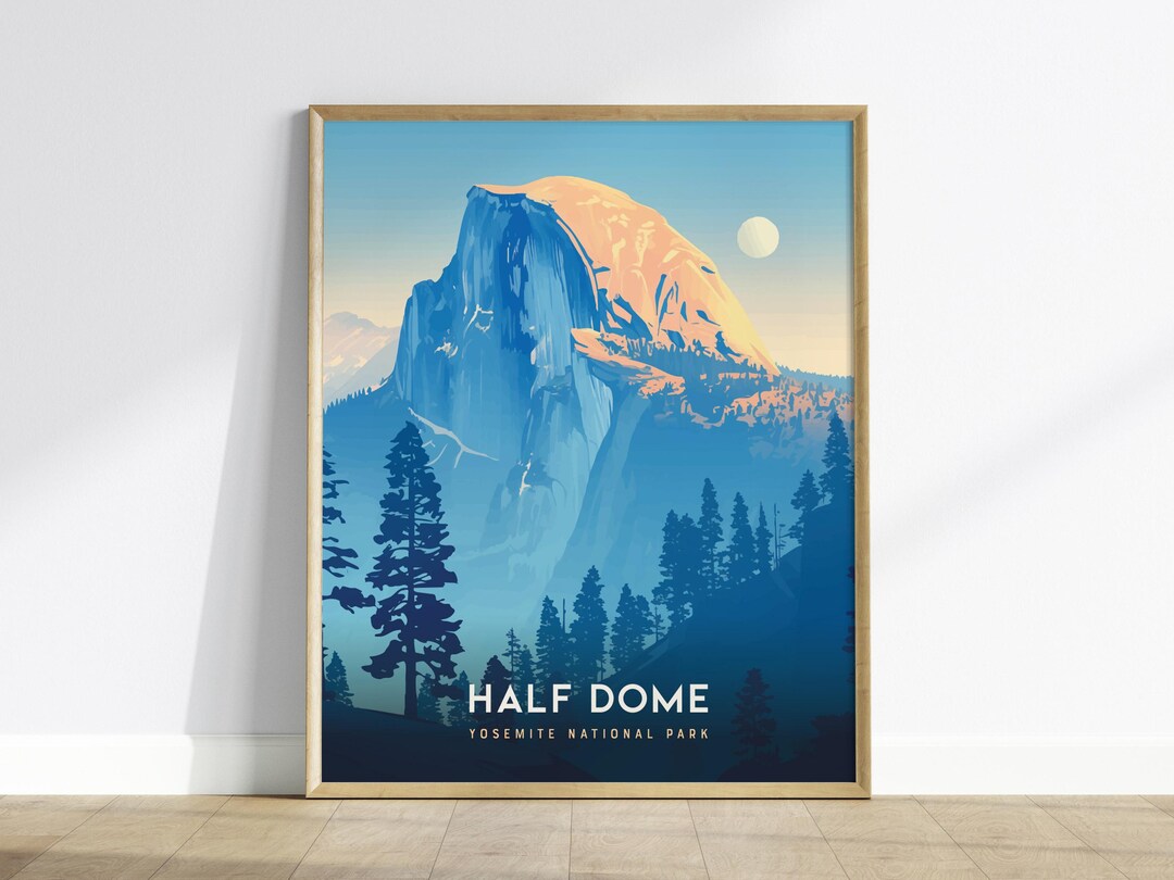 Half Dome Yosemite Poster – Scenic Minimalist Art Print, Available ...