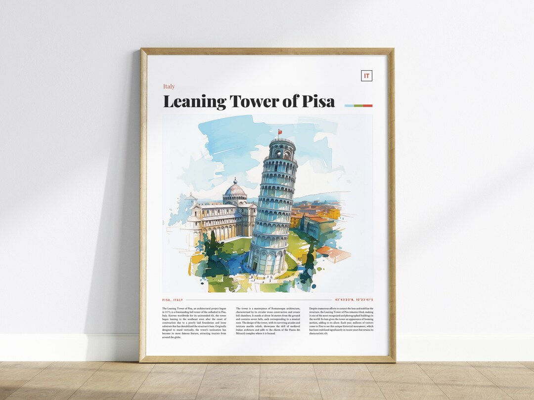 Leaning Tower of Pisa Framed Travel Poster, Italy Travel Poster ...