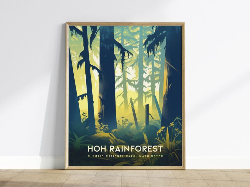 Hoh Rainforest, Olympic National Park Poster - Lush Greenery Scene ...